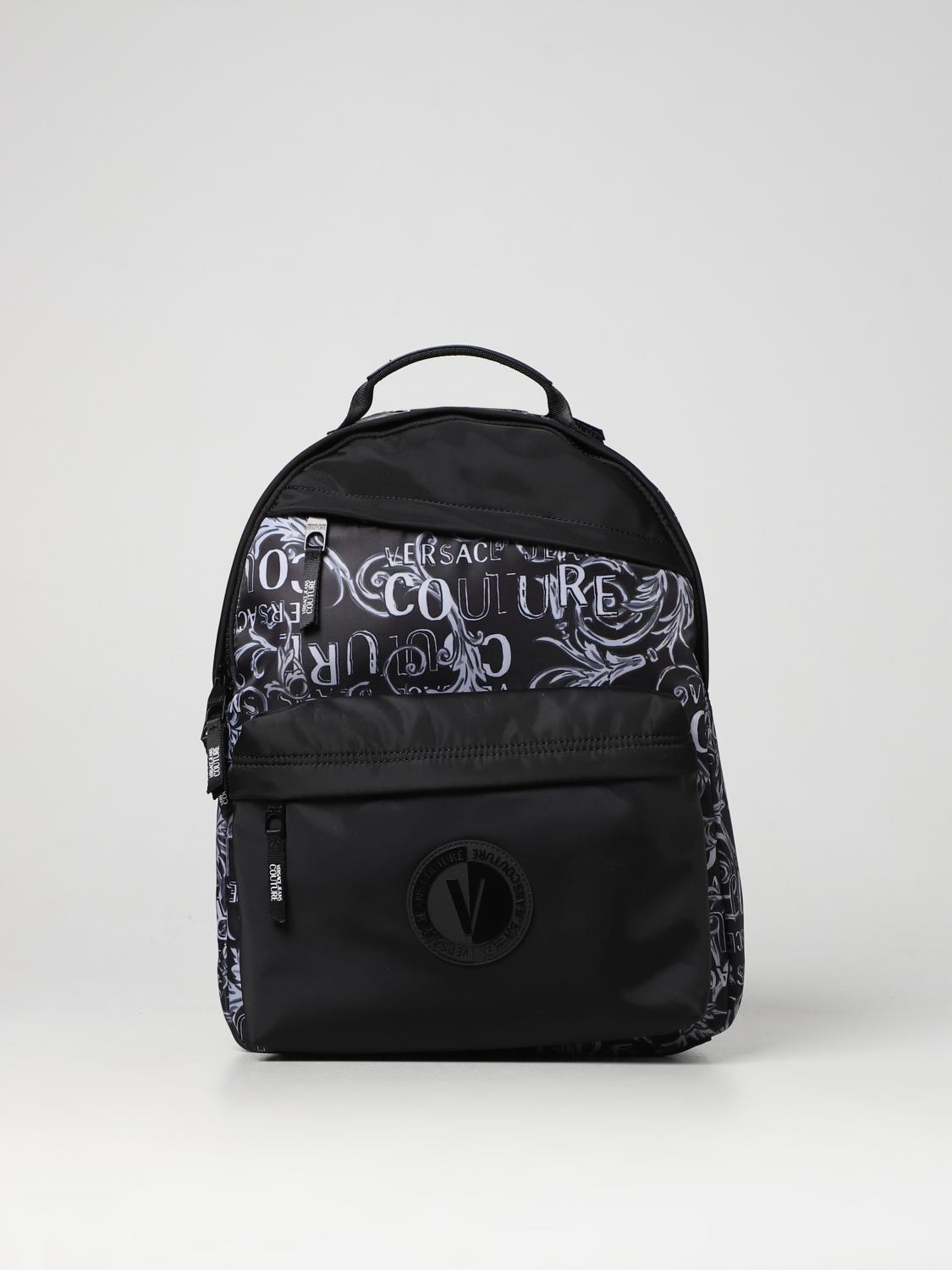 VERSACE JEANS COUTURE: backpack in nylon - Black 1 | Versace Jeans ...