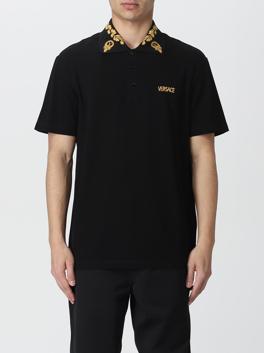VERSACE: cotton polo shirt - Black | Versace polo shirt 10093141A06771 ...
