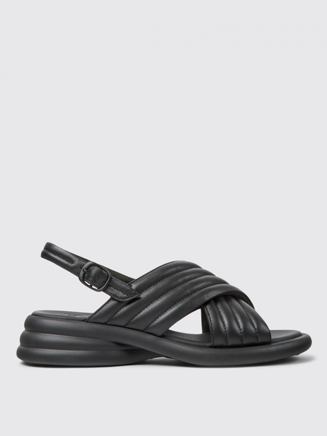 CAMPER: Spiro sandals in leather - Black | Camper flat sandal K201494 ...