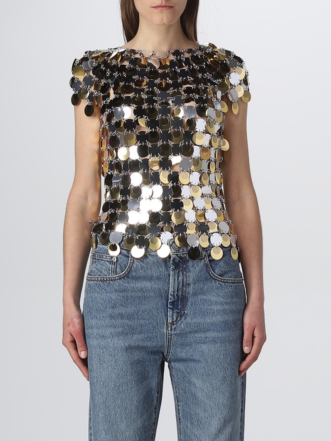 RABANNE: Top woman Paco - Silver | Rabanne top 23PIT0010PS0133 online ...
