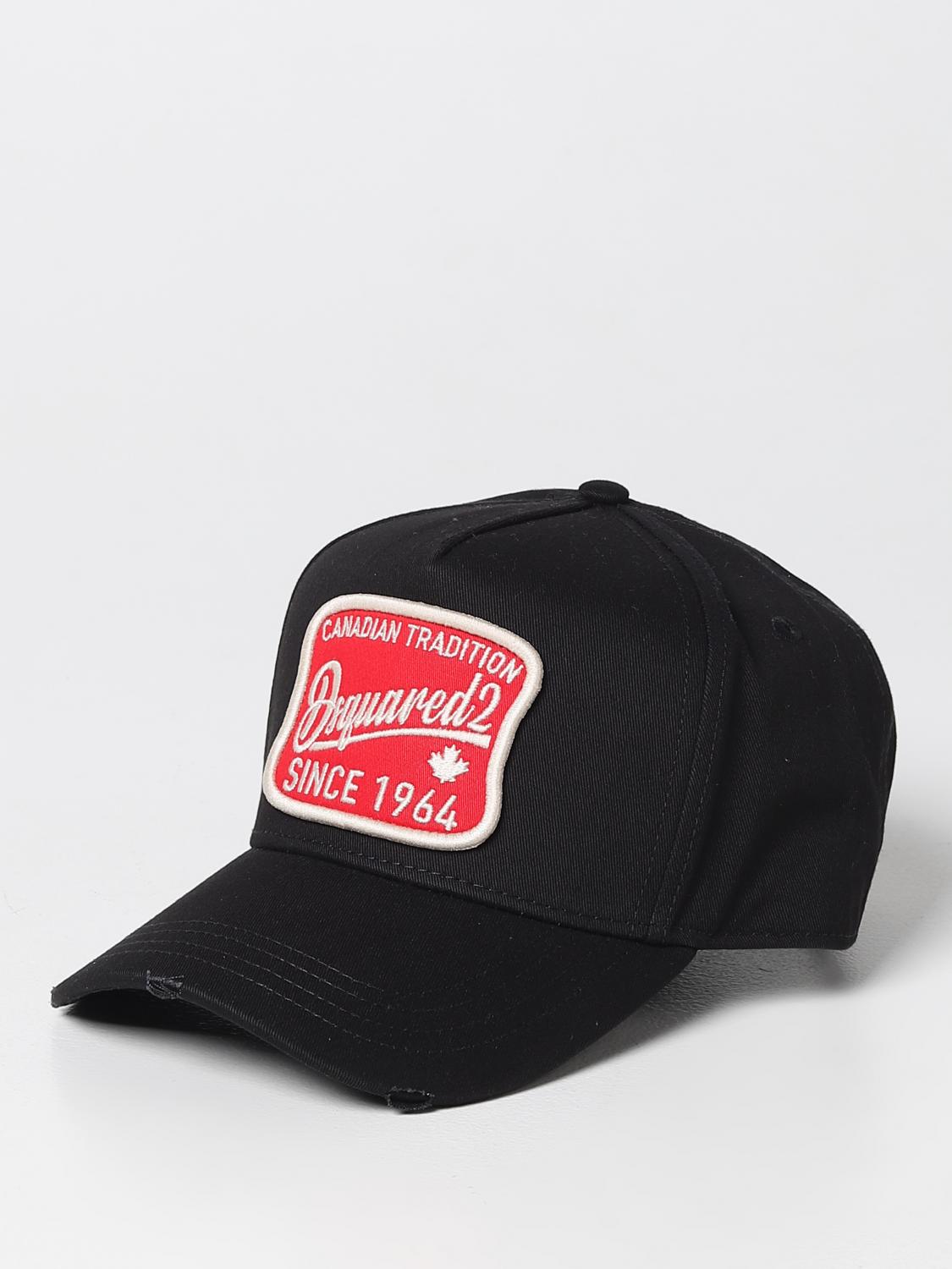 DSQUARED2: hat in cotton - Black | Dsquared2 hat BCM068605C00001 online ...