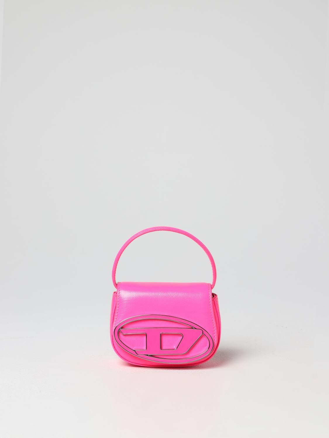 DIESEL: Borsa in pelle liscia - Rosa | Borsa Mini Diesel X08709P3193 ...