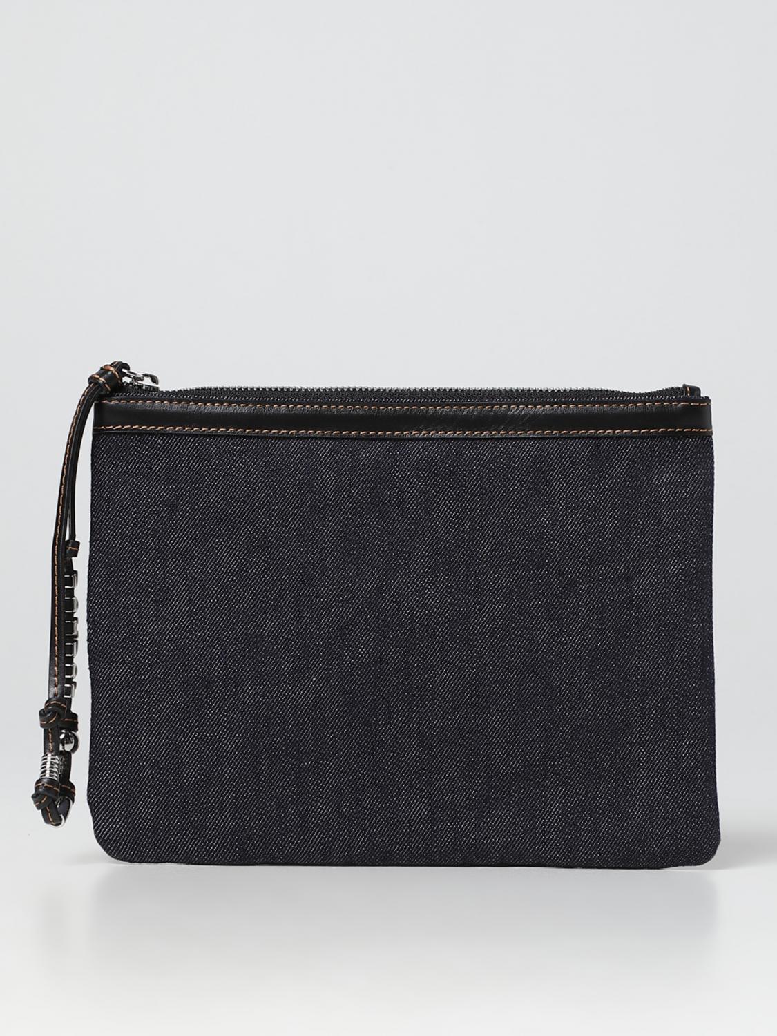 DONDUP: Clutch in denim e pelle liscia - Blue | Clutch Dondup ...
