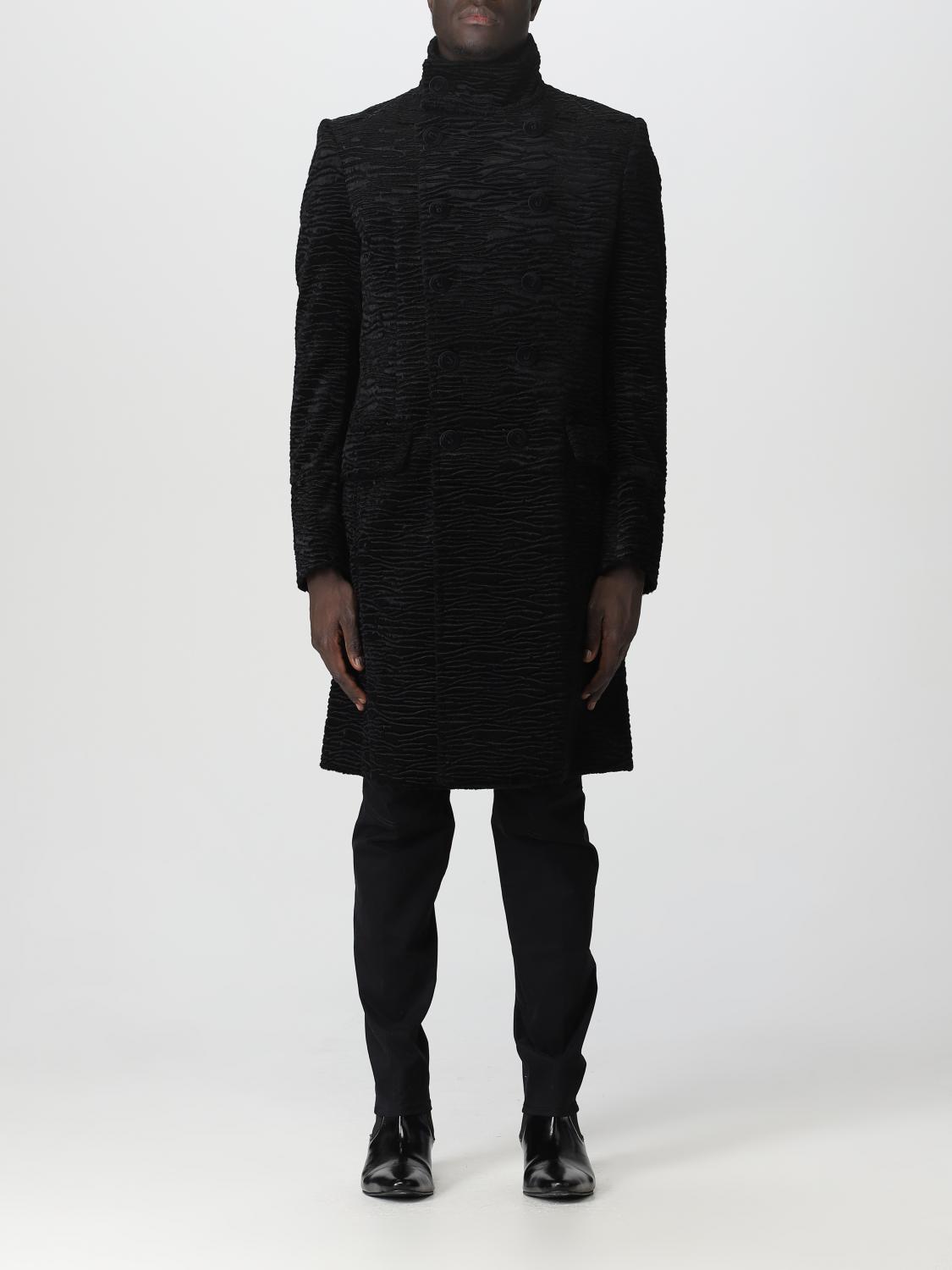 BALMAIN: coat in cotton blend - Black | Balmain coat YH1UC005VC31 ...