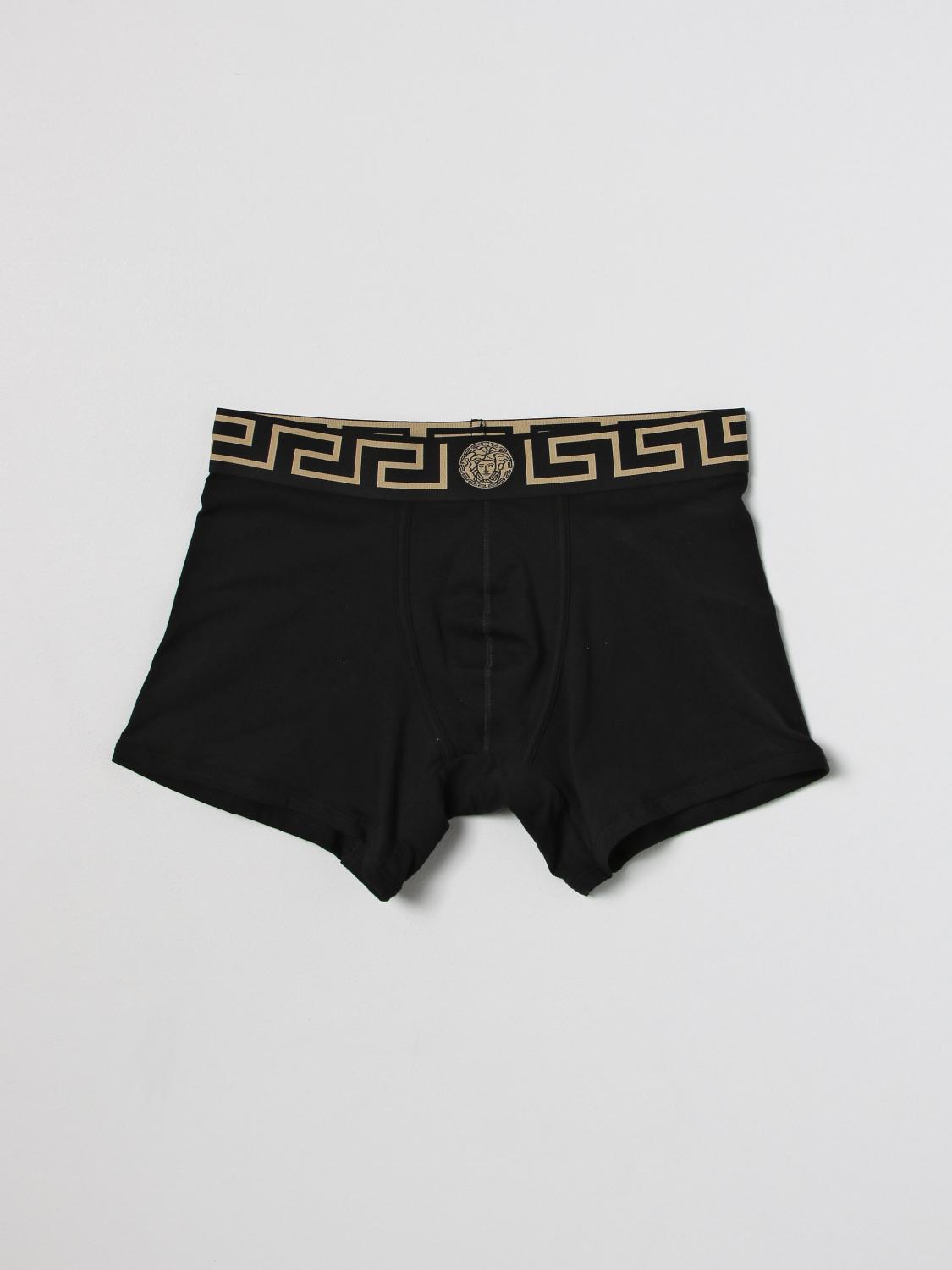 VERSACE: boxer in stretch cotton - Black | Versace underwear ...