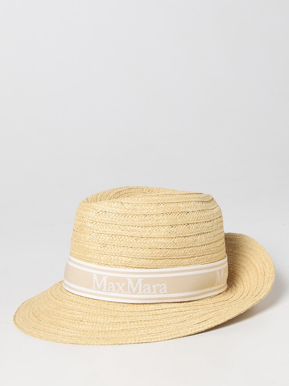 MAX MARA: raffia hat - Yellow | Max Mara hat 2345710131600 online at ...