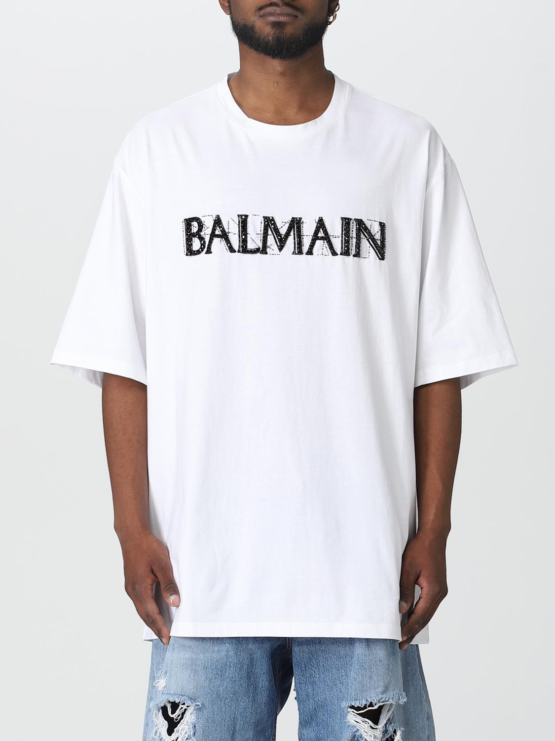 BALMAIN: jersey t-shirt - White | Balmain t-shirt AH0EG015PB74 online ...