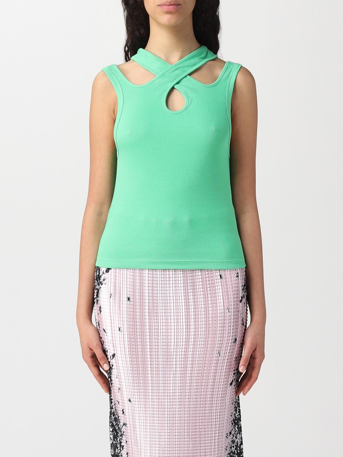 MSGM: cotton top - Green | MSGM top MDT63237120 online at GIGLIO.COM