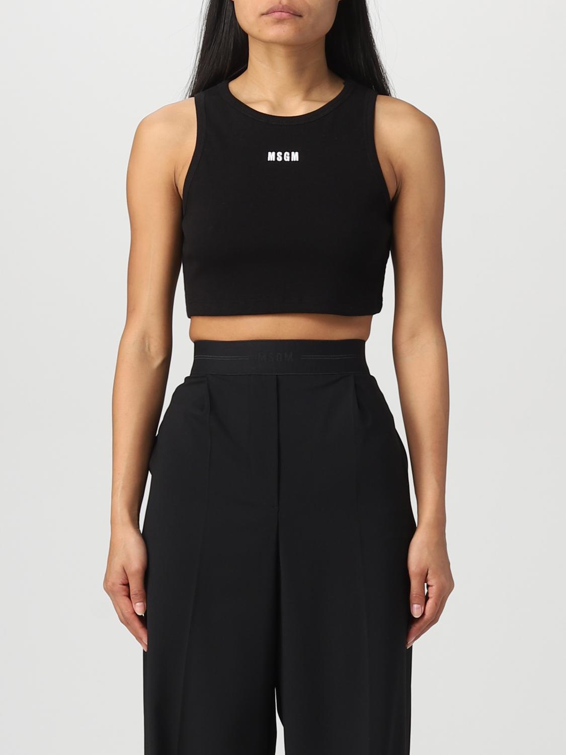 MSGM: top in stretch cotton - Black | MSGM top 3441MDT67237120 online ...