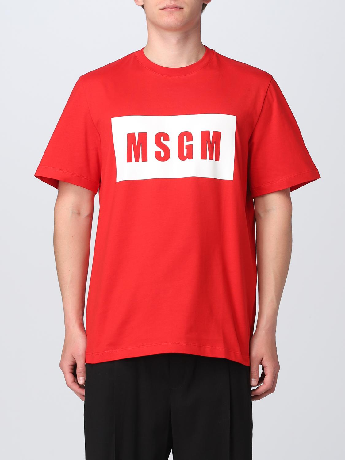MSGM: T-shirt in cotone - Rosso | T-Shirt MSGM 2000MM520200002 online su GIGLIO.COM