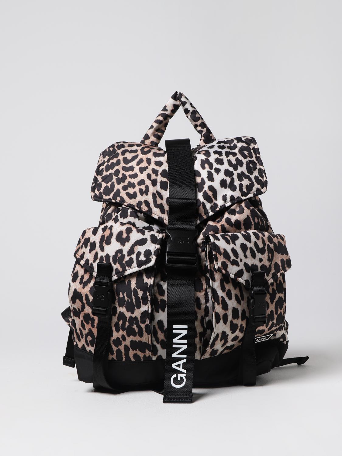 GANNI: backpack in animal print recycled fabric - Multicolor | Ganni ...