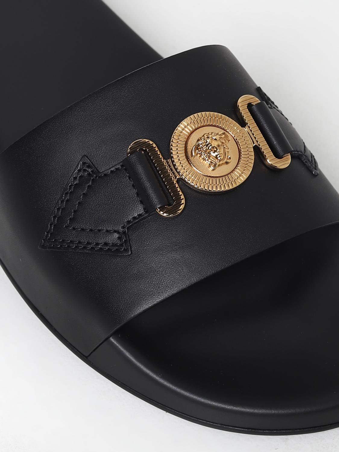 Versace Medusa leather sliders - Black | 1004983DV46G | GIGLIO.COM