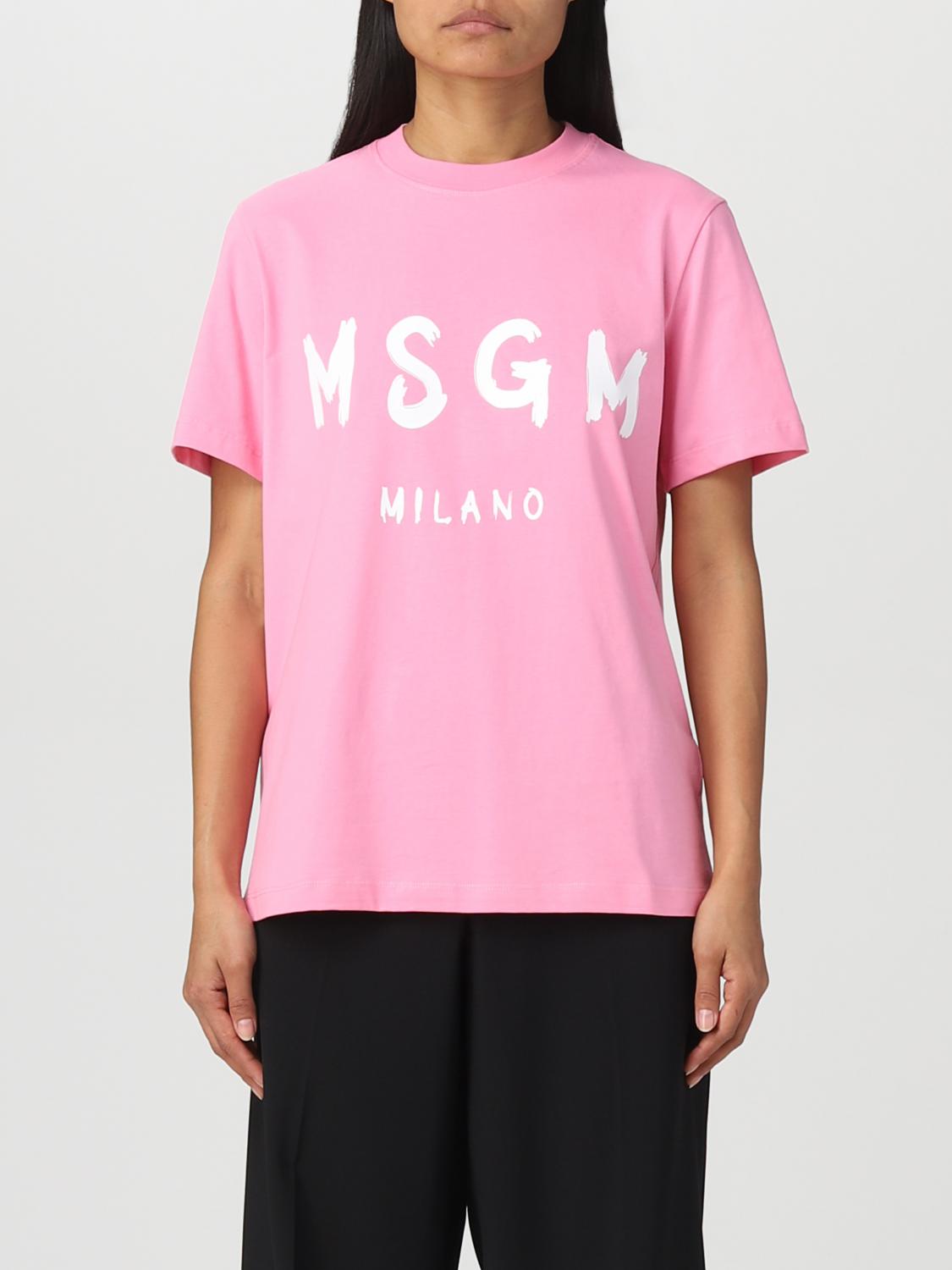 MSGM: cotton t-shirt - Pink | MSGM t-shirt 3442MDM510 online at GIGLIO.COM