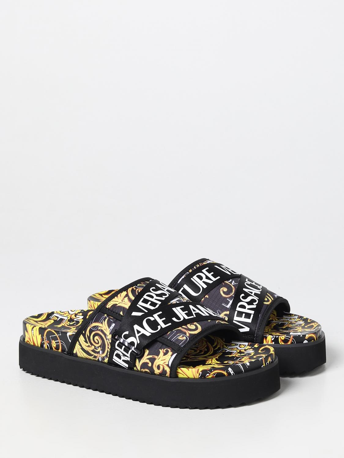 VERSACE JEANS COUTURE: Slides Baroque in nylon - Black | Versace Jeans ...
