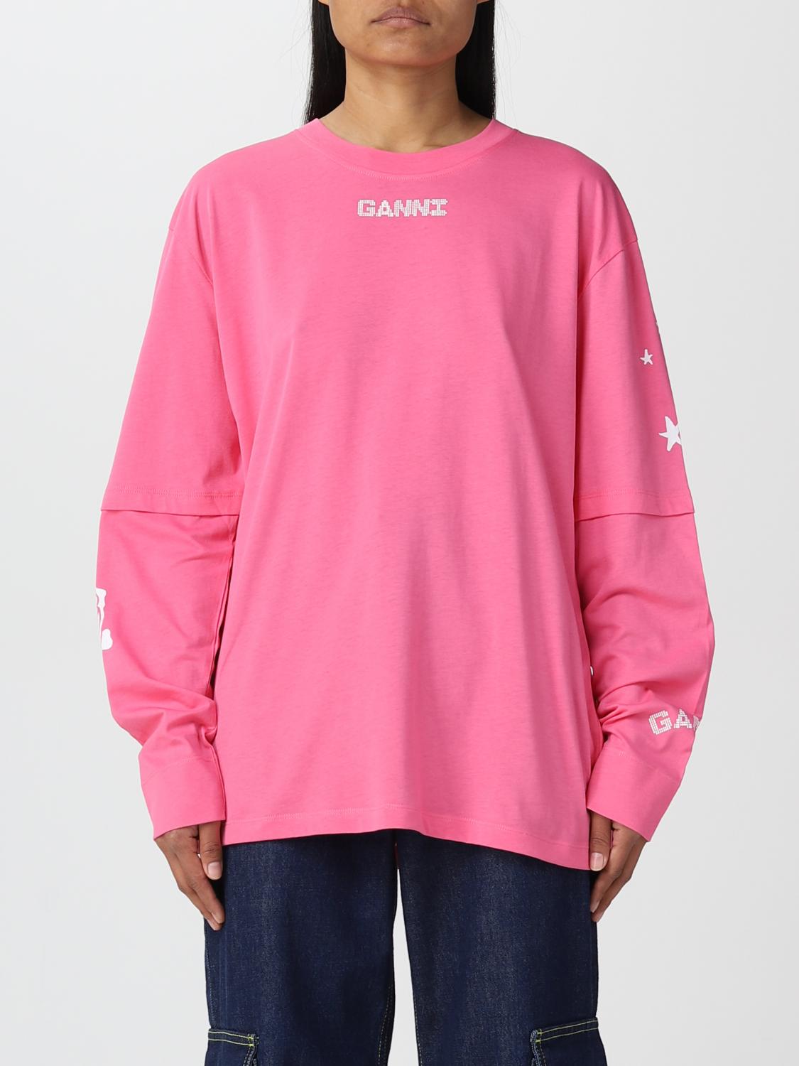 GANNI: T-shirt in cotone biologico - Rosa | T-Shirt Ganni T3363 online ...