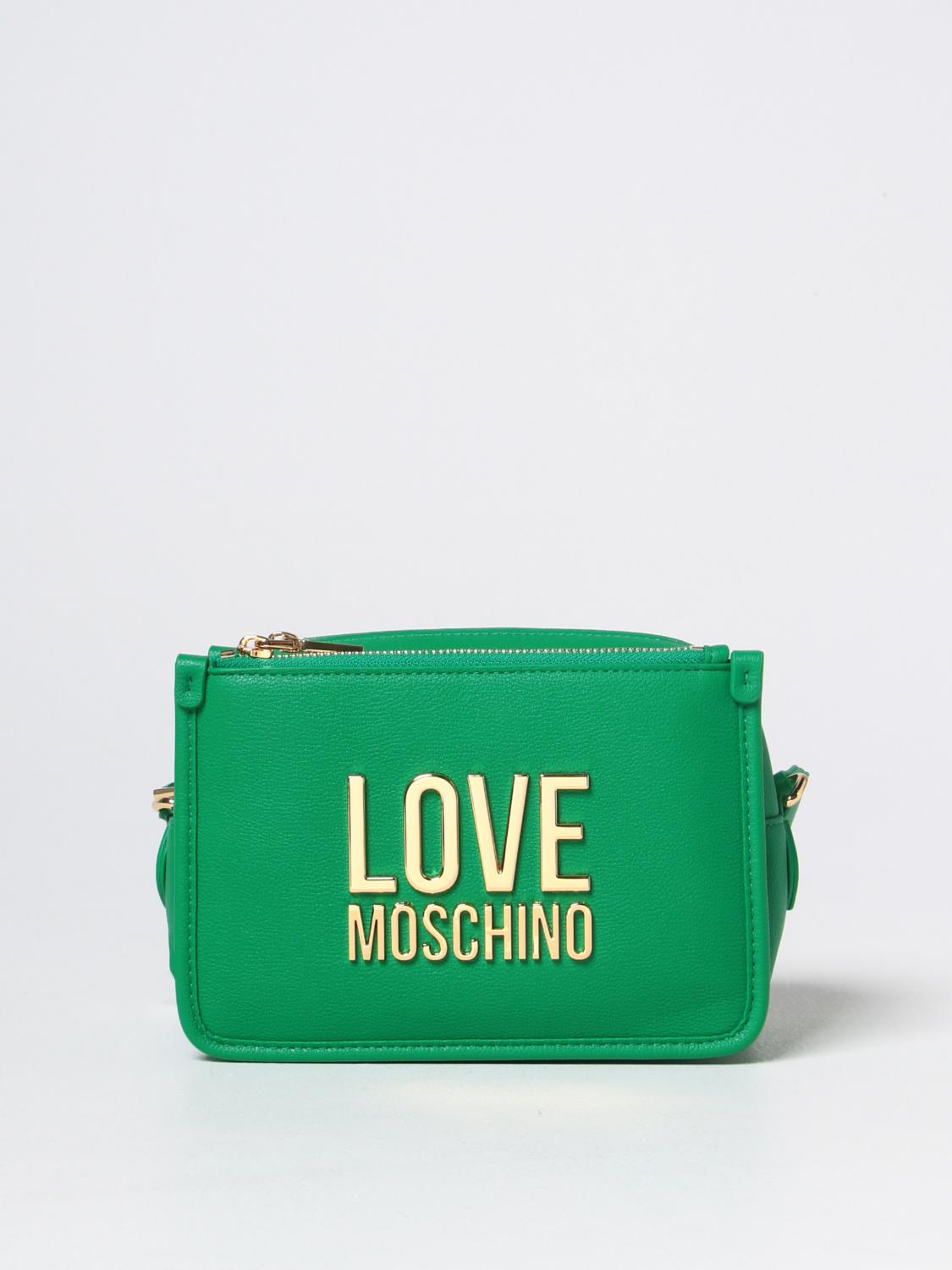 LOVE MOSCHINO: bag in micro-grain synthetic leather - Grass Green ...