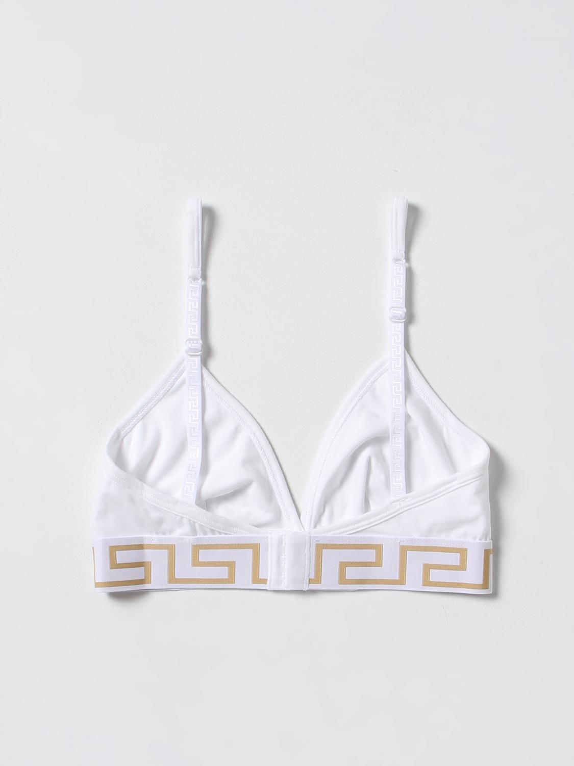 VERSACE: bra in stretch cotton - White | Versace lingerie ...