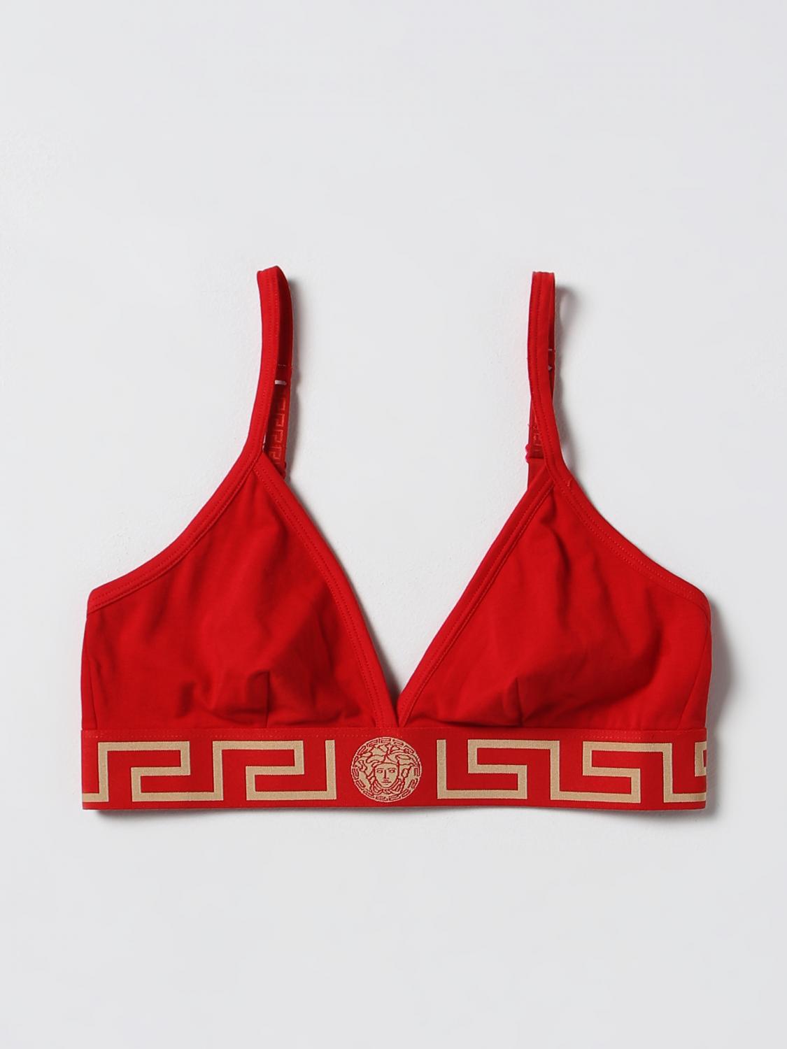 VERSACE: bra in stretch cotton - Red | Versace lingerie 1000656A232741 ...
