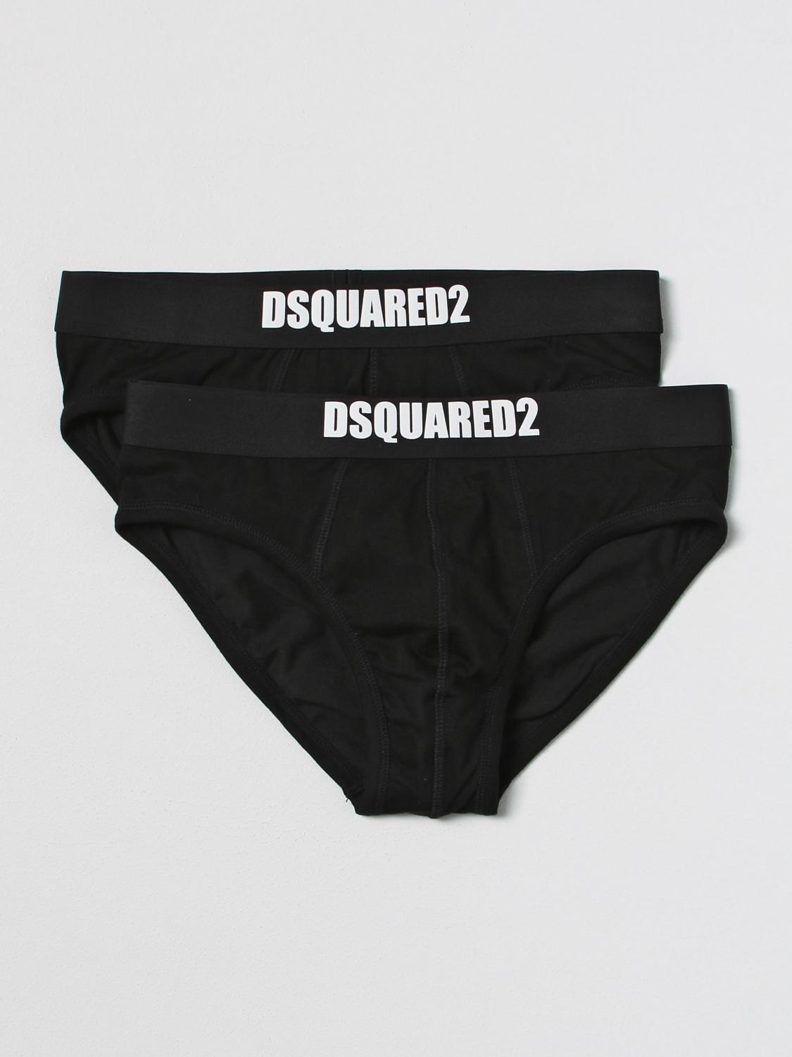DSQUARED2: Set of 2 briefs in cotton - Black | Dsquared2 underwear D9X614530 online at GIGLIO.COM