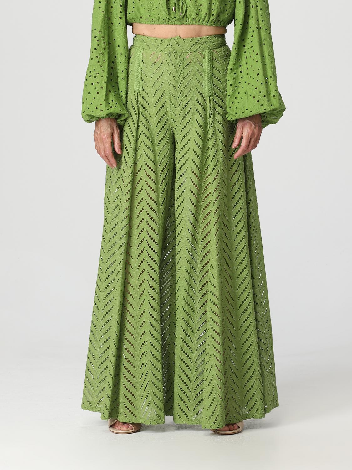 WEILI ZHENG: Pantalone donna - Verde | Pantalone Weili Zheng SWZPL147 online su GIGLIO.COM