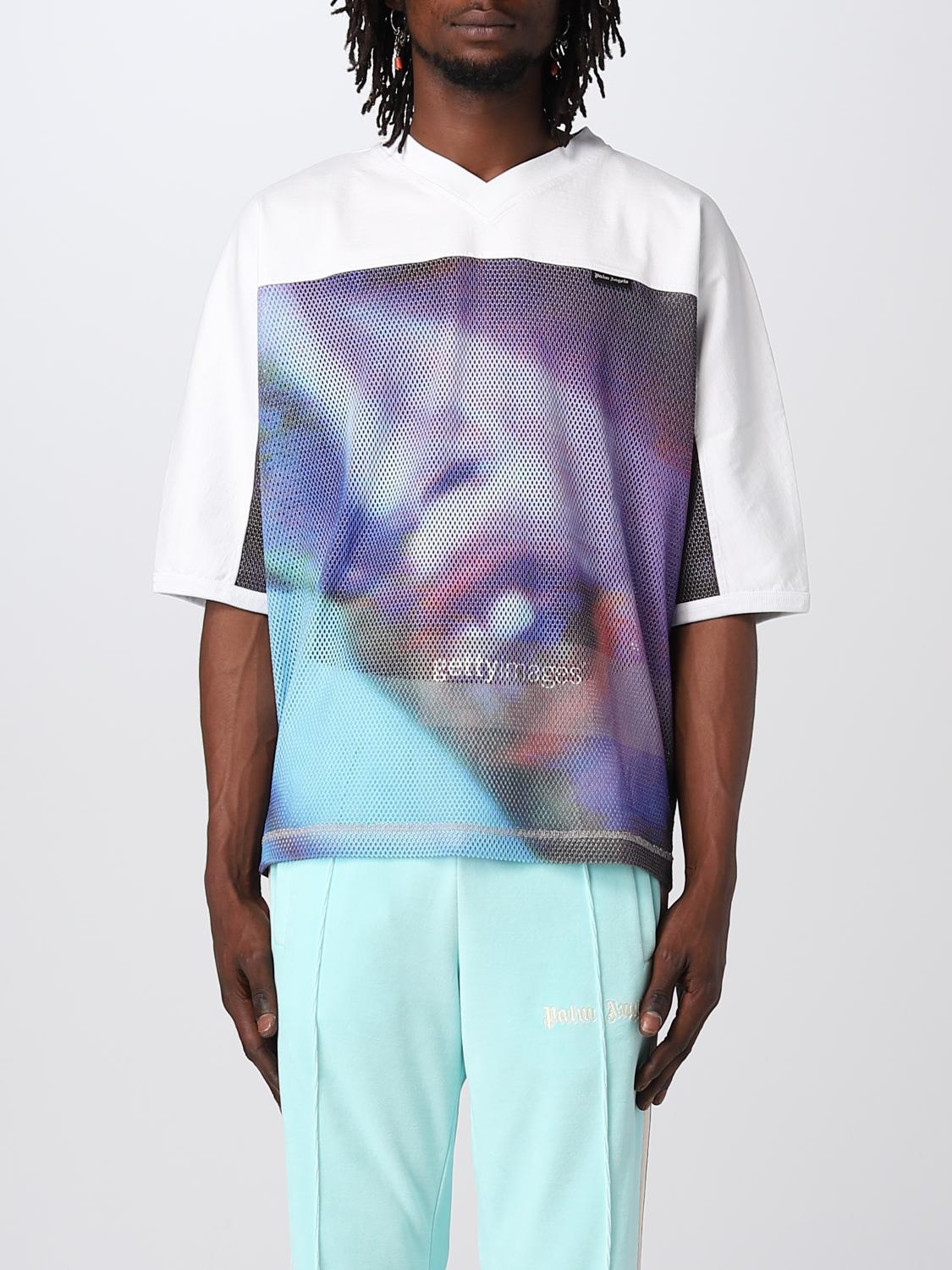 PALM ANGELS: Miami cotton and mesh t-shirt - White | Palm Angels t ...