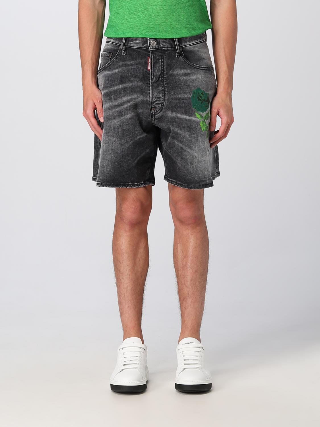 DSQUARED2: shorts in stretch denim - Black | Dsquared2 short ...