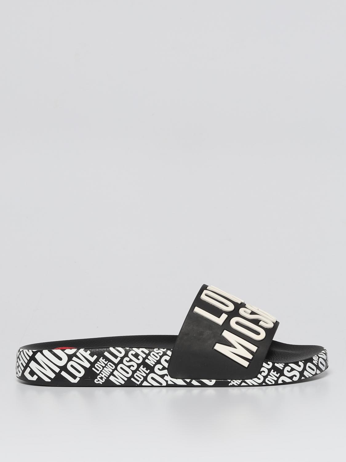 LOVE MOSCHINO: Sliders in rubber - Black | Love Moschino flat sandals ...