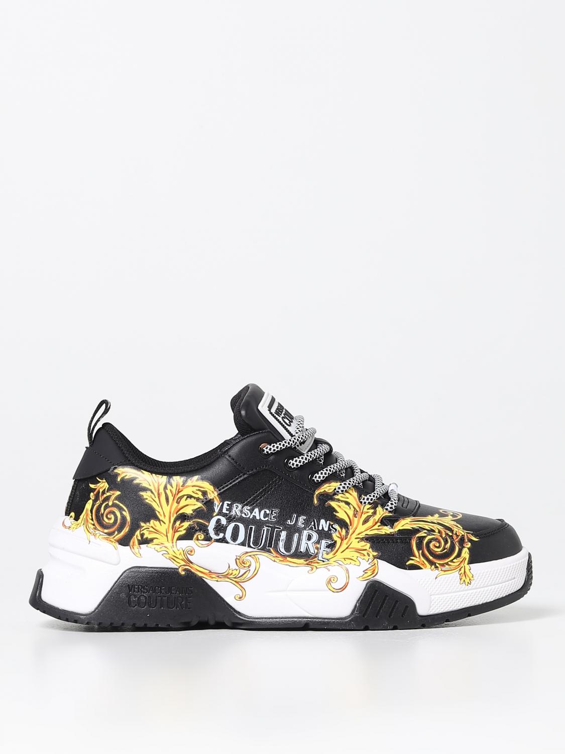 VERSACE JEANS COUTURE: Stargaze sneakers in leather with printed logo ...