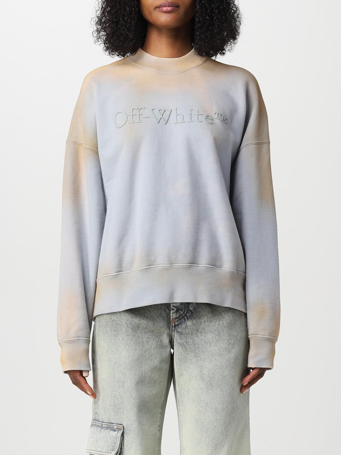 OFF-WHITE: Felpa in cotone - Beige | Felpa Off-White OWBA068S23JER001 ...