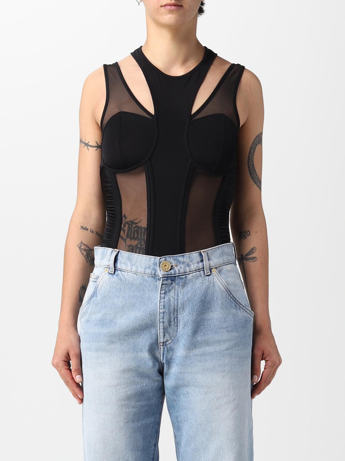 BALMAIN: Body in tulle - Nero | Body Balmain AF0BA185MC18 online su ...