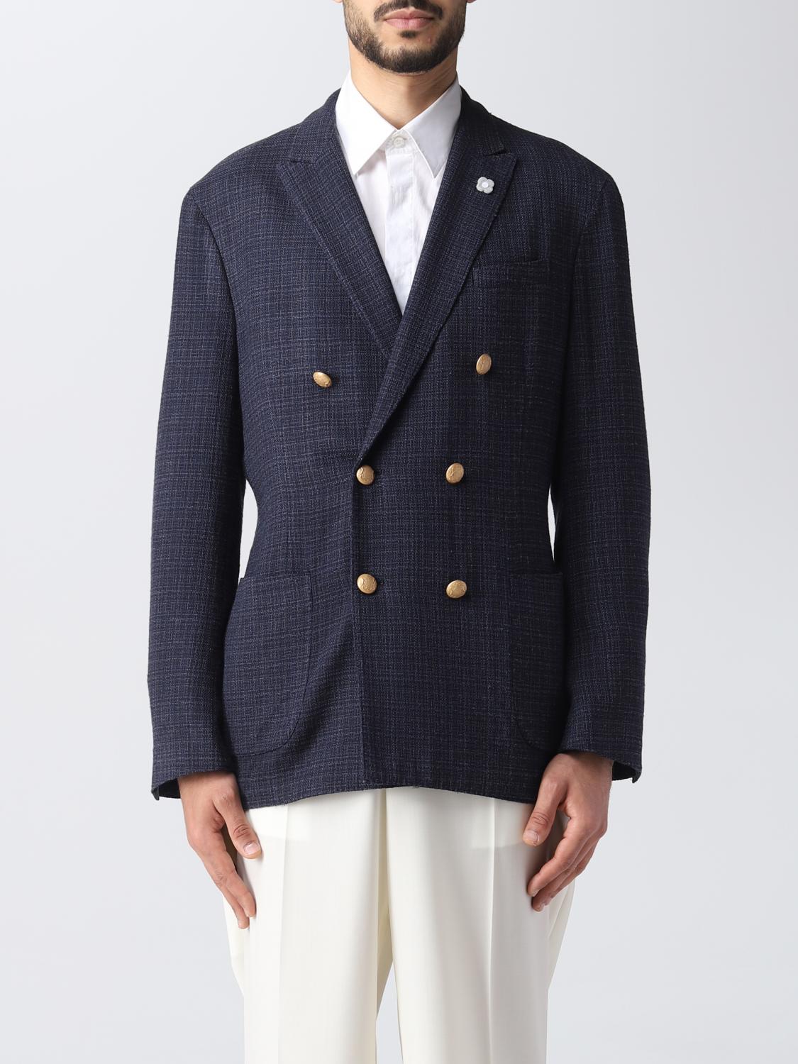 LARDINI: Jacket men - White | Lardini blazer EP384AVY91EPR60209 online at GIGLIO.COM