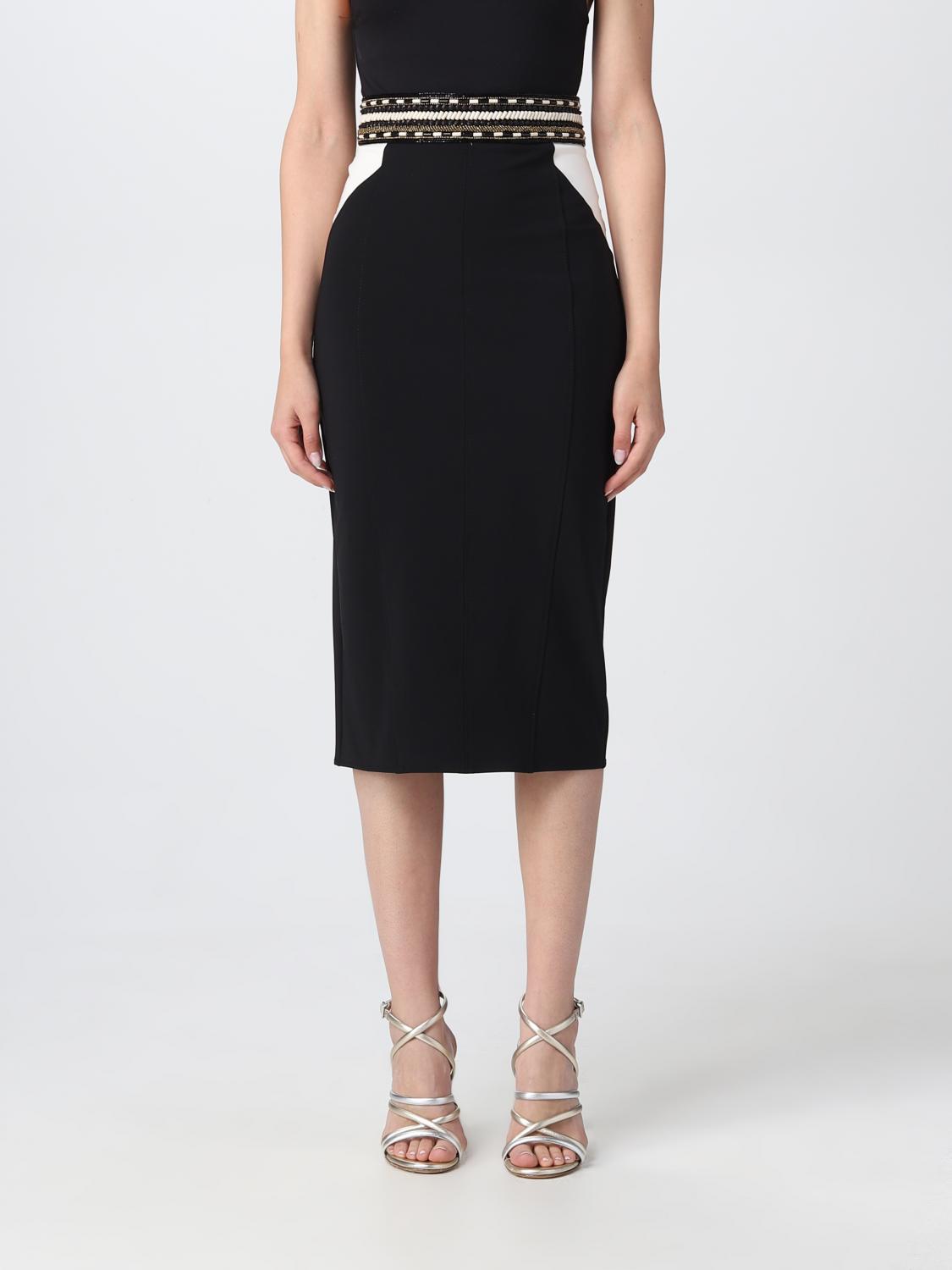ELISABETTA FRANCHI: Gonna donna - Nero | Gonna Elisabetta Franchi GO511 ...