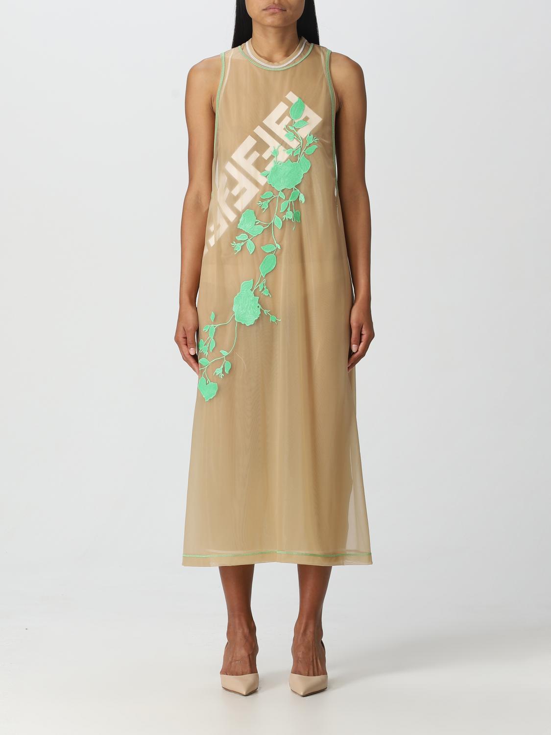FENDI: Abito in jersey tecnico - Beige | Abito Fendi FDC602ANQ3 online ...
