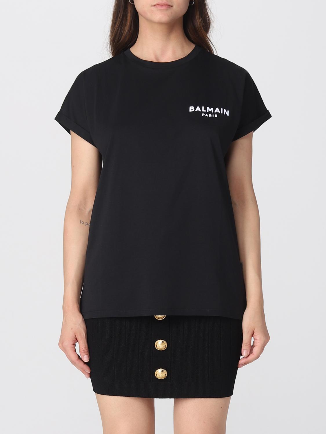 BALMAIN: T-shirt in cotton - Black | Balmain t-shirt BF1EF010BB01 ...