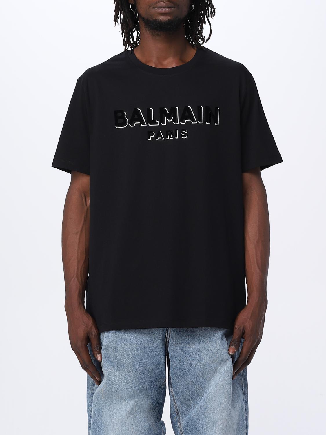 BALMAIN: T-shirt in cotton - Black | Balmain t-shirt BH1EG010BB99 ...