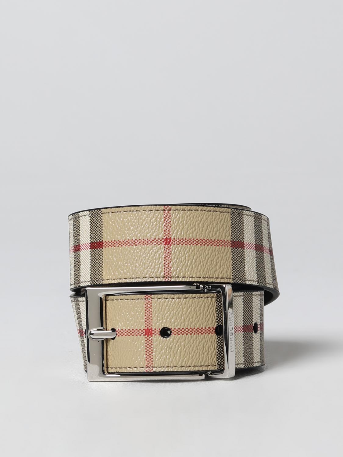 BURBERRY: Cintura reversibile in pelle e cotone spalmato - Beige ...