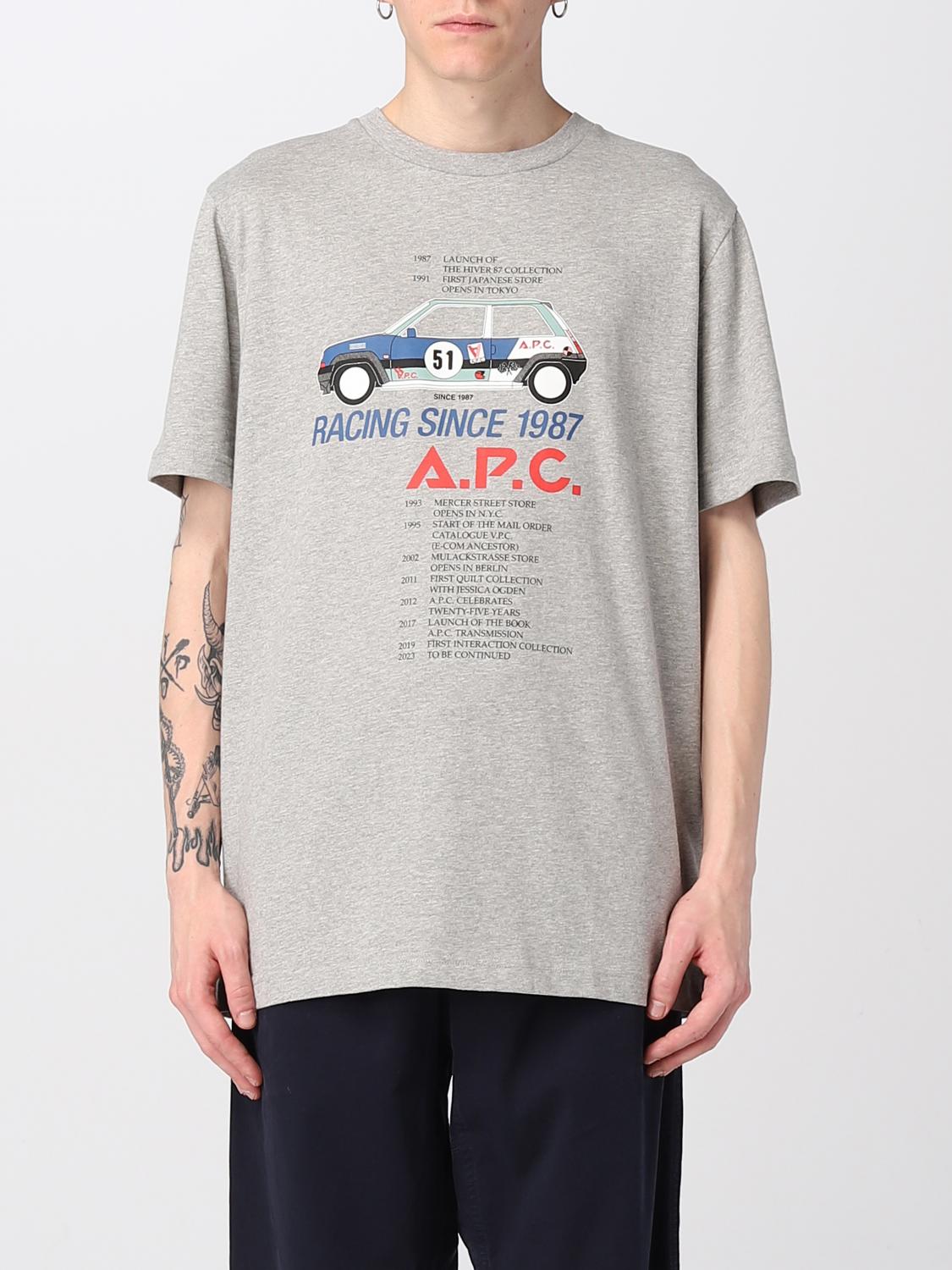 A.P.C.: T-shirt men - Grey | A.P.C. t-shirt COEZBH26261 online at ...