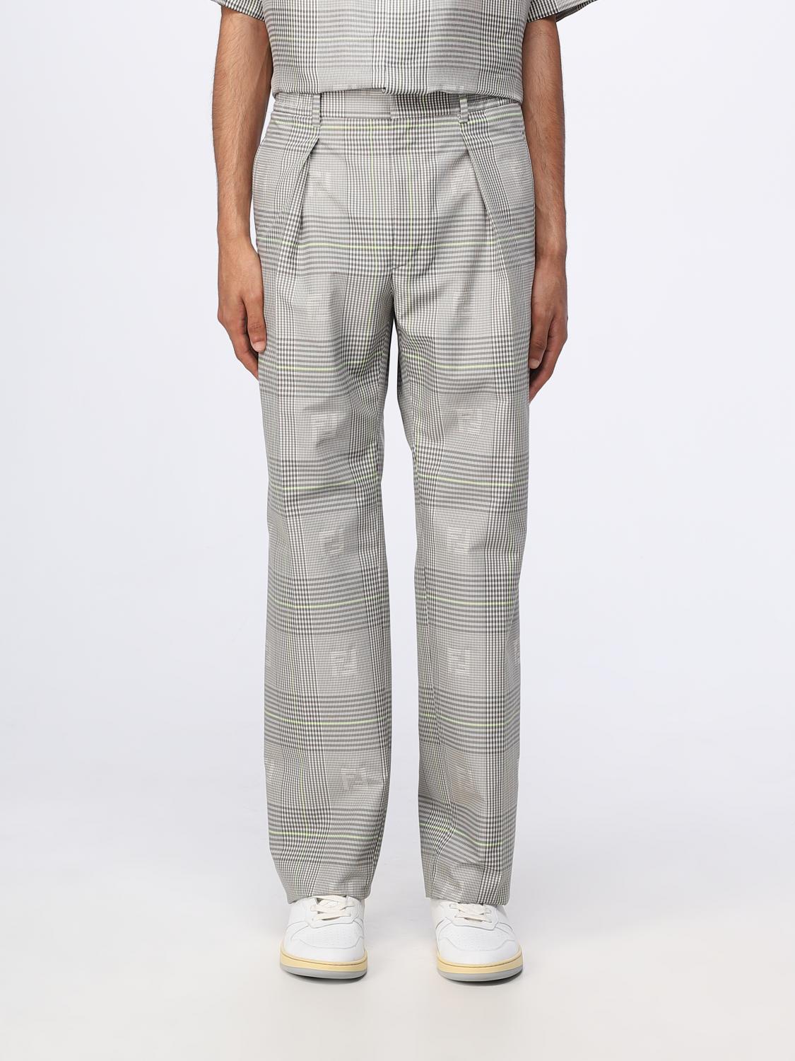 FENDI: wool blend pants with all-over FF monogram - Grey | Fendi pants ...