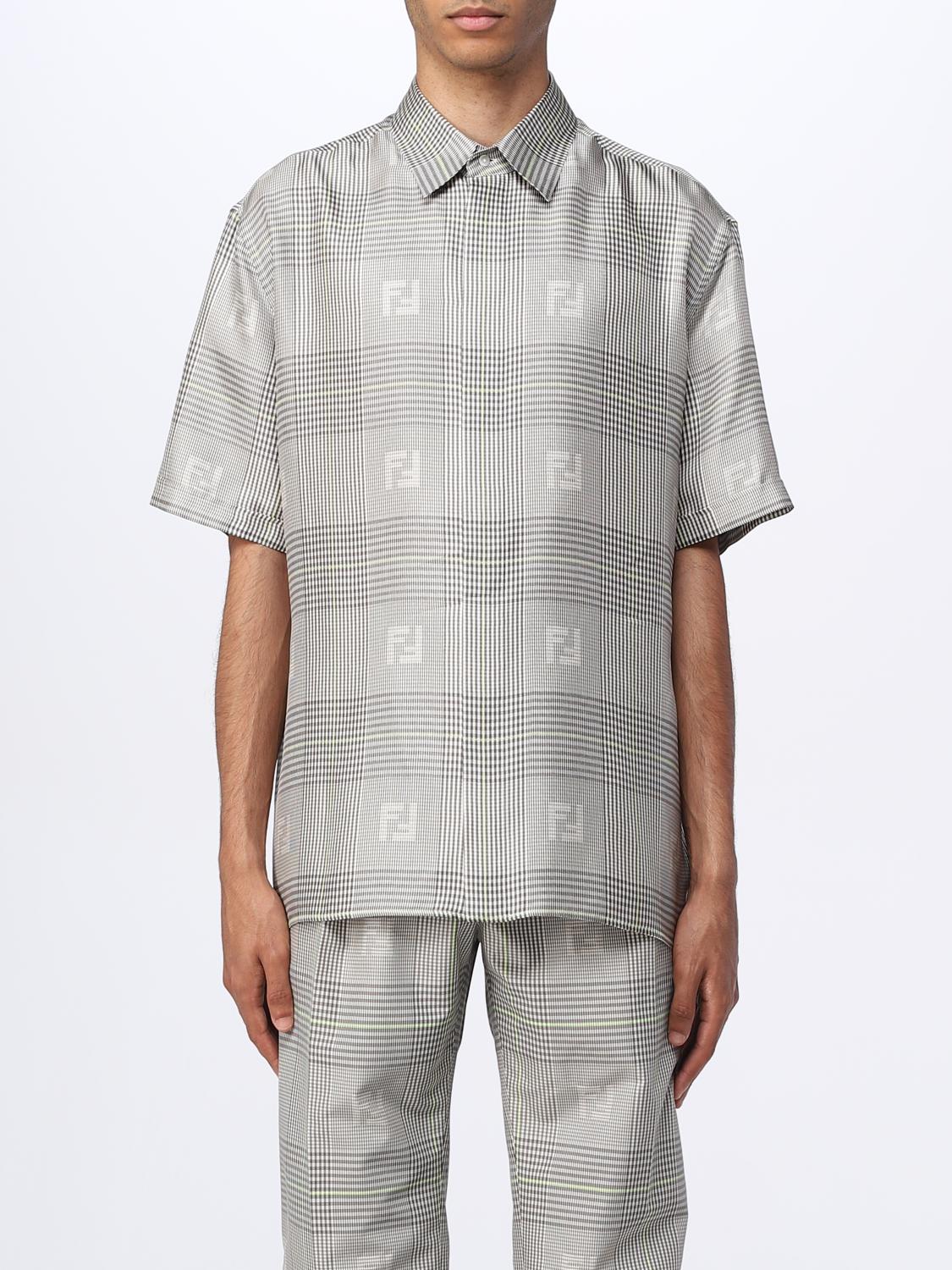 FENDI: Camicia in seta - Grigio | Camicia Fendi FS0795AO4A online su ...