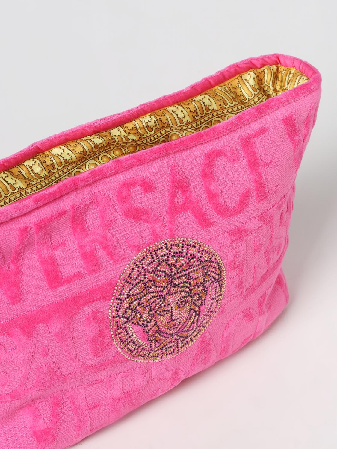 Versace Medusa cotton terry beauty case with flocked logo - Fuchsia ...