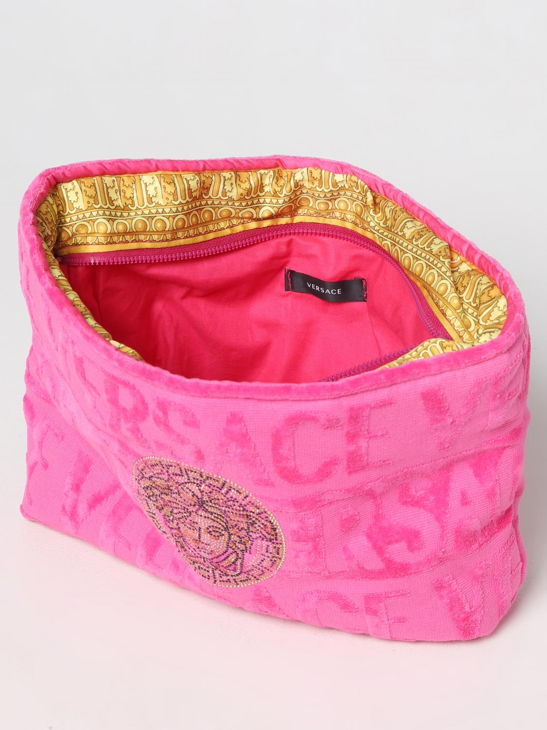Versace Medusa cotton terry beauty case with flocked logo - Fuchsia ...