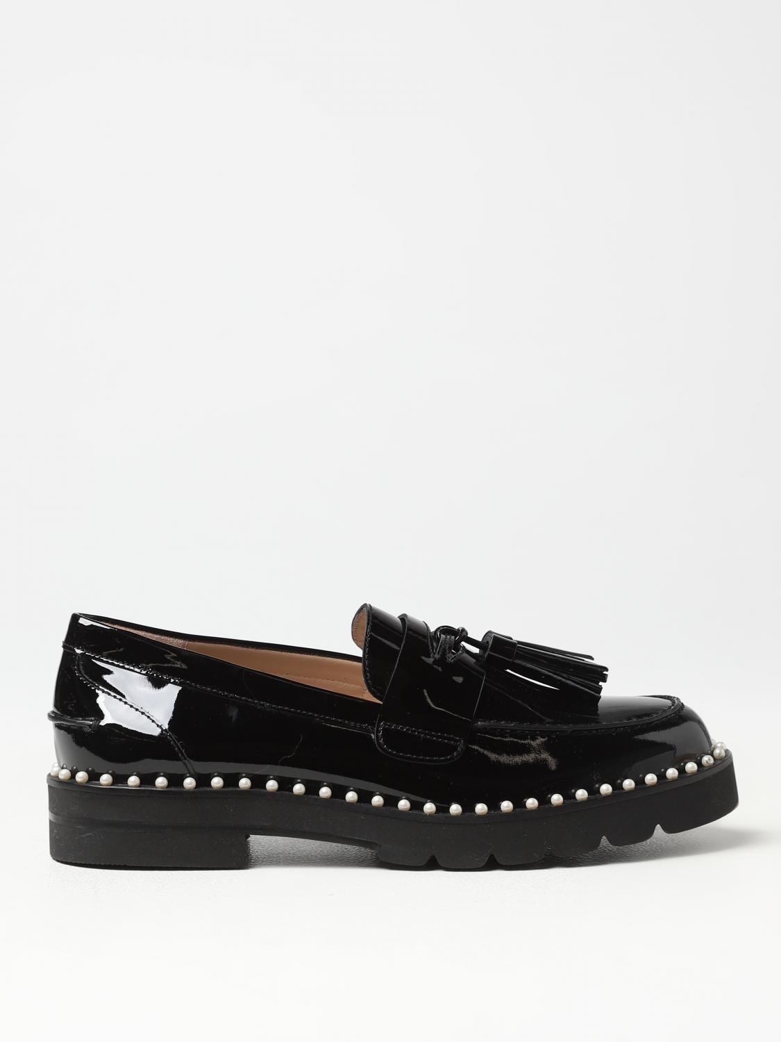STUART WEITZMAN: Mila Lift mocassins in patent leather with beads ...