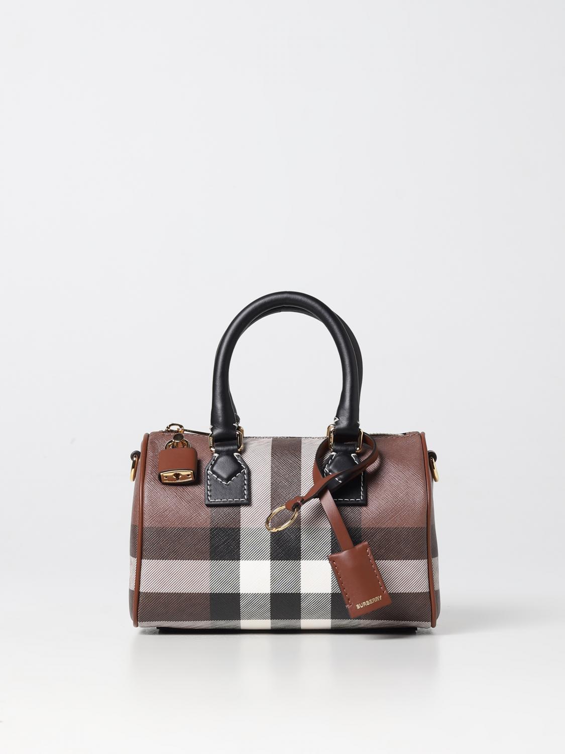 BURBERRY: bag in coated cotton - Brown | Burberry mini bag 8069663 ...