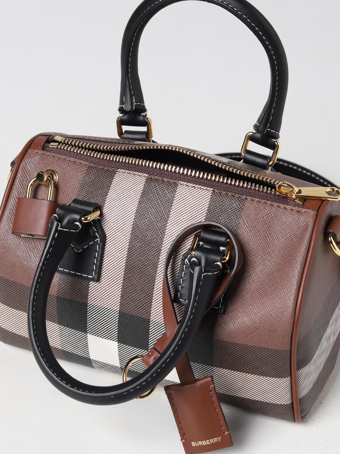 BURBERRY: bag in coated cotton - Brown | Burberry mini bag 8069663 ...