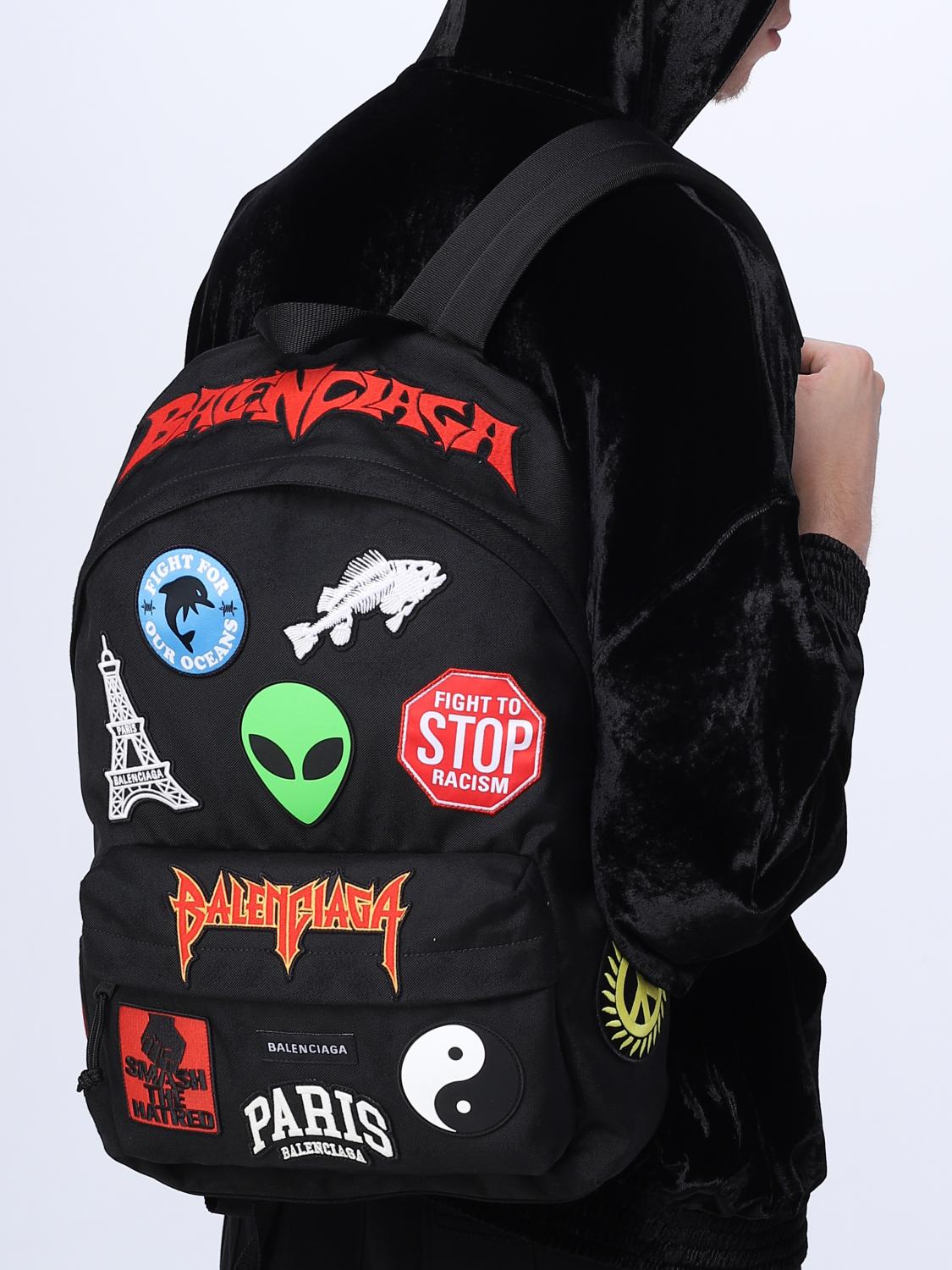 BALENCIAGA: Explorer backpack in nylon with patch - Black | Balenciaga ...