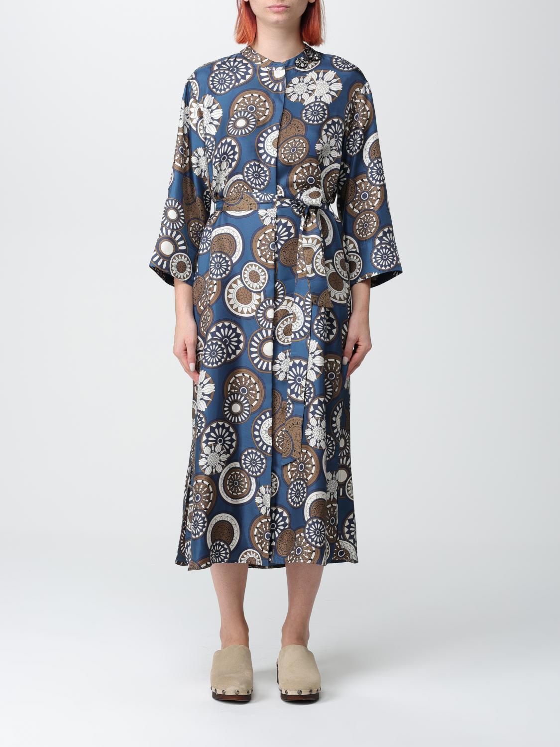 MAX MARA: Abito in seta stampata - Blue | Abito Max Mara 2392260138600 ...