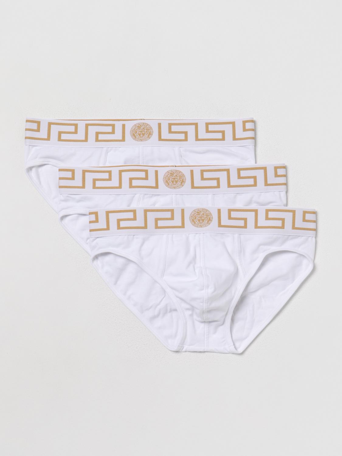 VERSACE: Set of 3 briefs in stretch cotton - White | Versace underwear ...