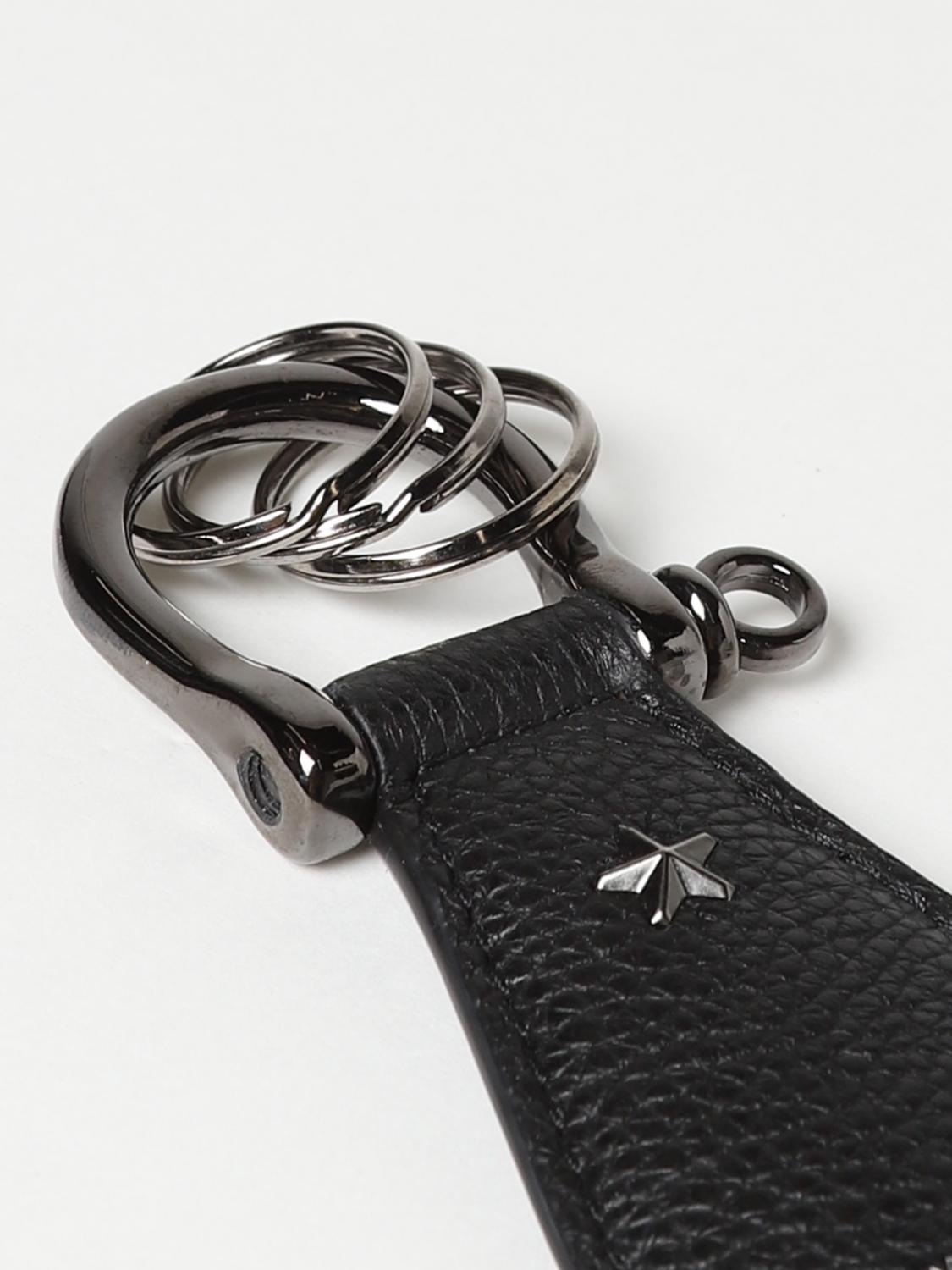 Jimmy Choo Warren key ring in grained leather - Black | WARRENGRC ...