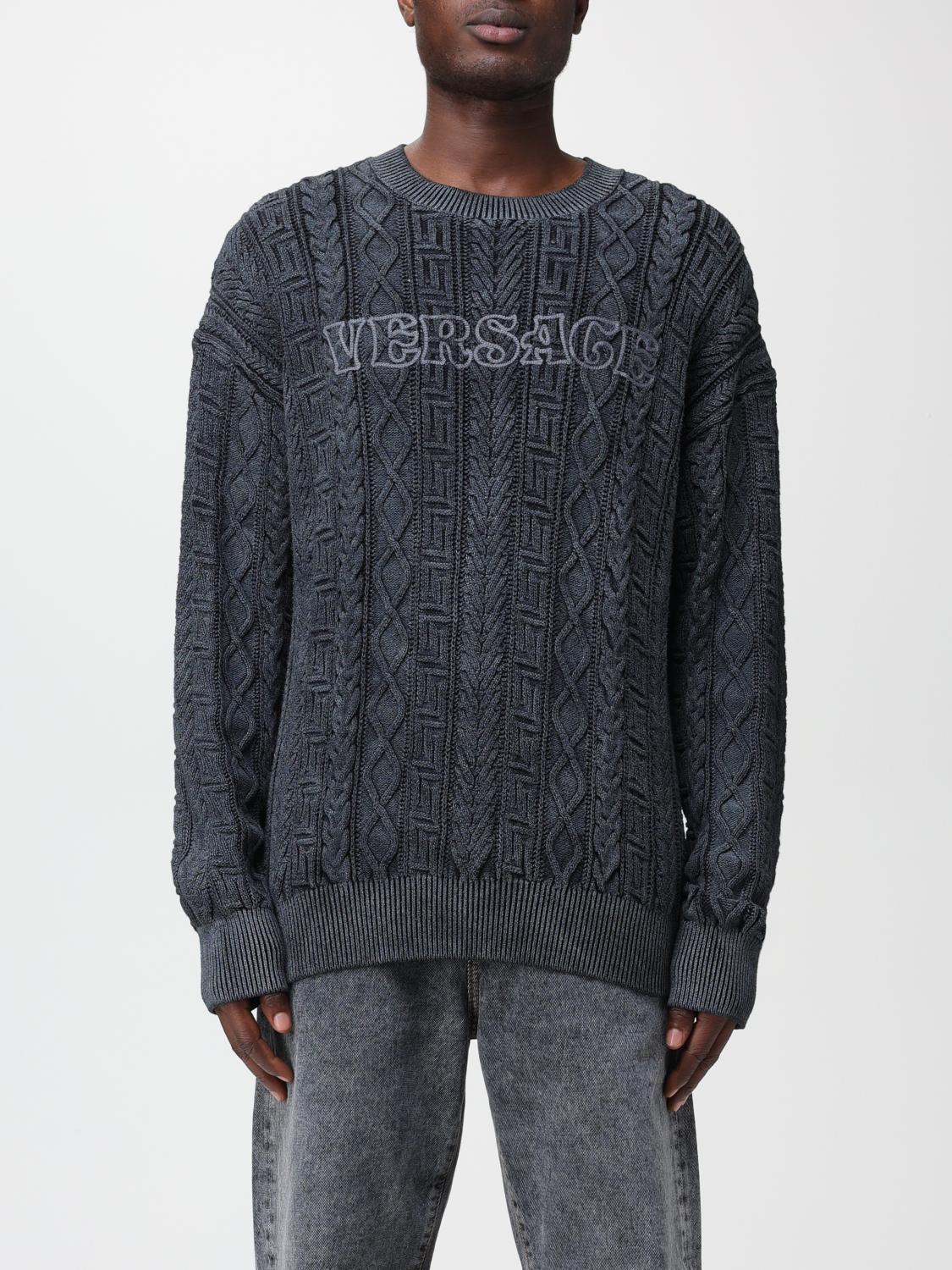VERSACE: cotton sweater - Blue | Versace sweater 10099321A07271 online ...