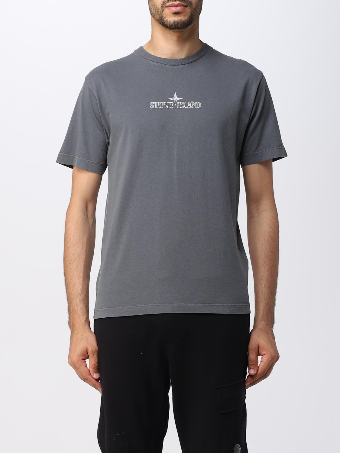 STONE ISLAND: T-shirt men - Grey | Stone Island t-shirt 2NS81 online at ...